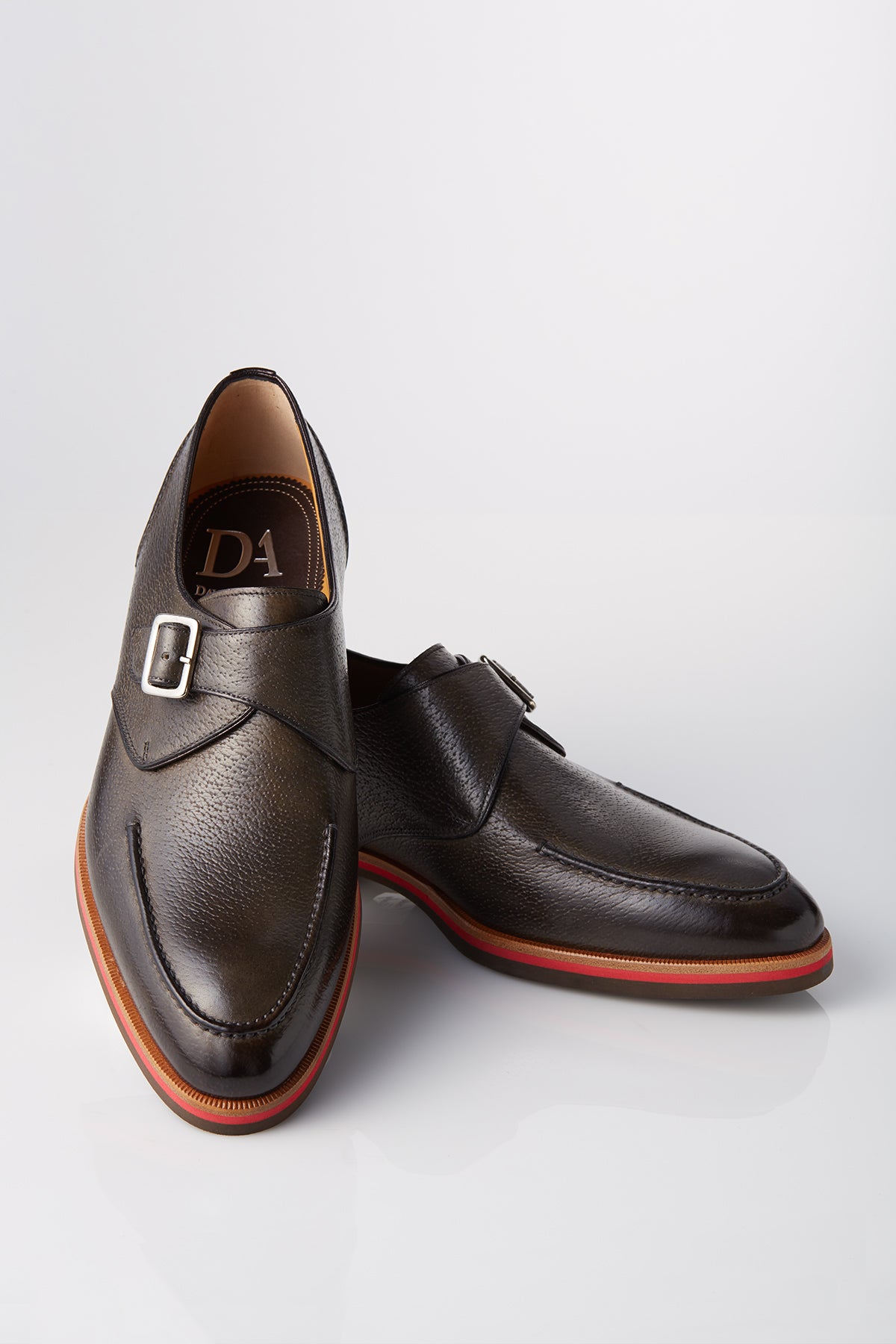 David August Leather Single Buckle Monk-strap Shoes in Graphite Grey ...