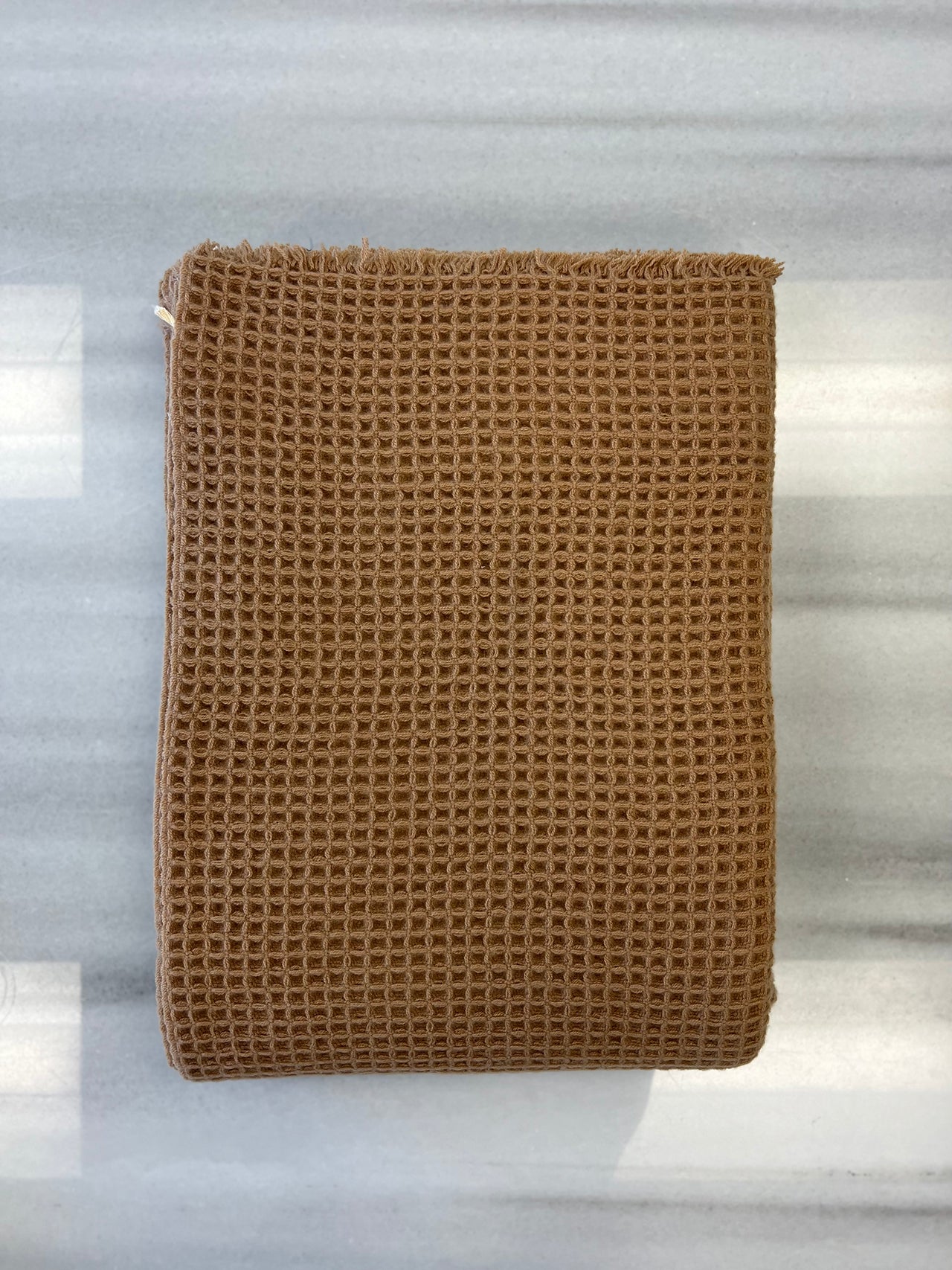 David August | Cashmere Throw in Waffle Camel – David August, Inc.