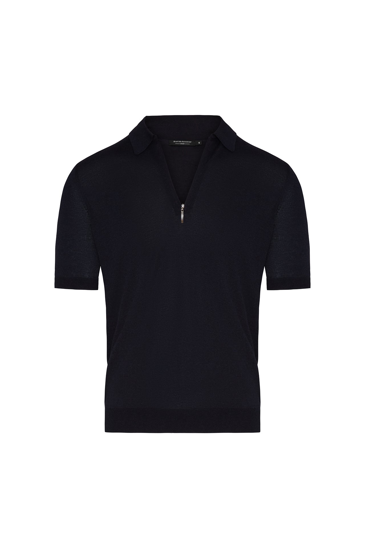 Silk Cotton Blend Knit Zip Polo in Dark Denim – David August, Inc.